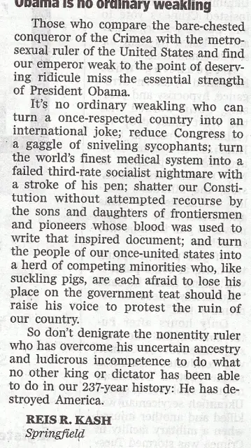 letter-to-Editor-Obama-Weakling – Truth or Fiction?