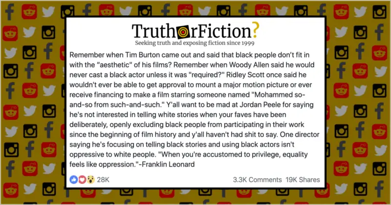 Jordan Peele, Tim Burton, Woody Allen, Ridley Scott, and Racism in ...