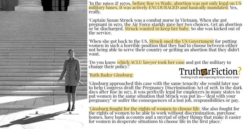 Ruth Bader Ginsburg and Susan Struck – Truth or Fiction?