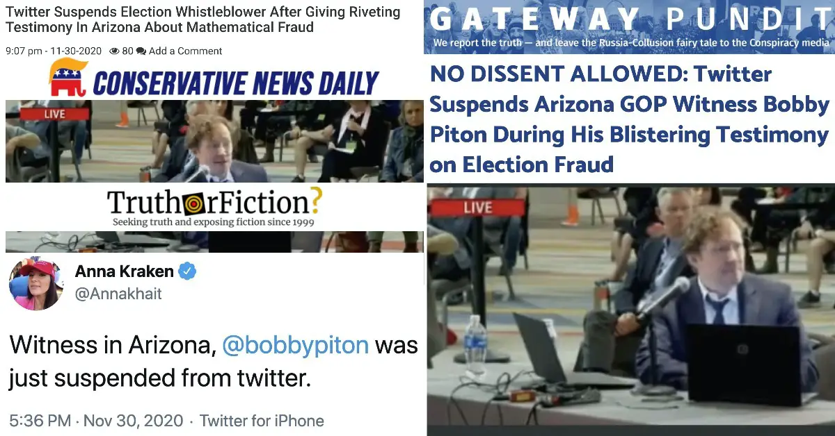 Did Twitter Suspend Bobby Piton, an ‘Election Whistleblower,’ to ...