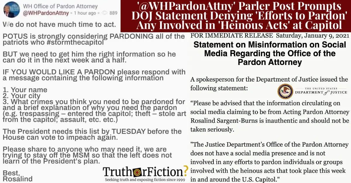 wh office of pardon attorney – Truth or Fiction?
