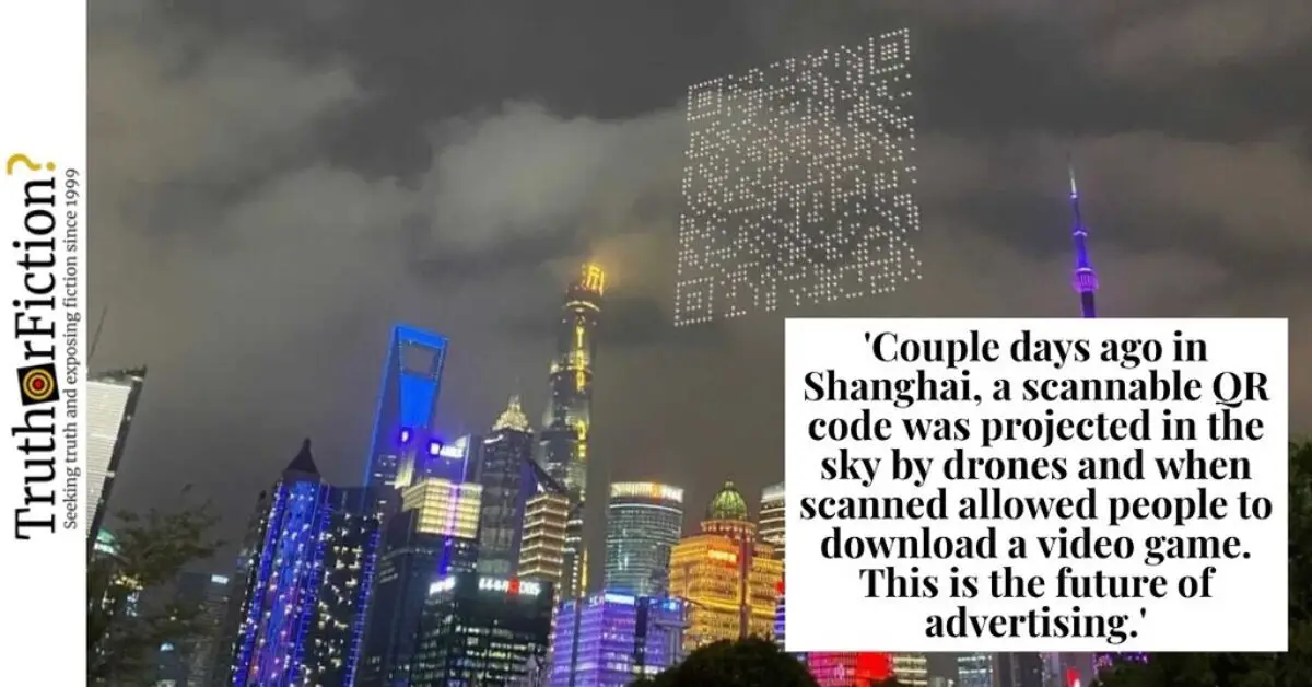 Scannable QR Code in the Sky in Shanghai – Truth or Fiction?