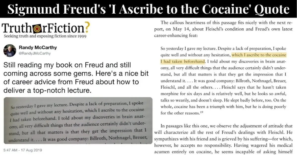 Sigmund Freud: ‘ …I Ascribe to the Cocaine’ Quote – Truth or Fiction?