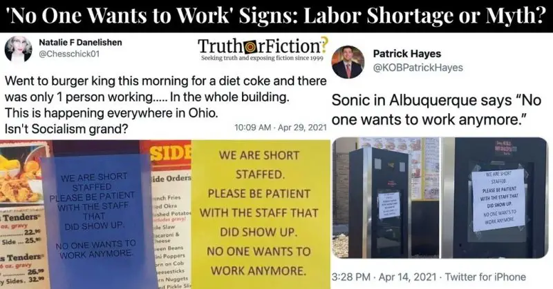 A Labor Shortage in 2021? Viral ‘Signs’ Are Not Employment Data – Truth ...
