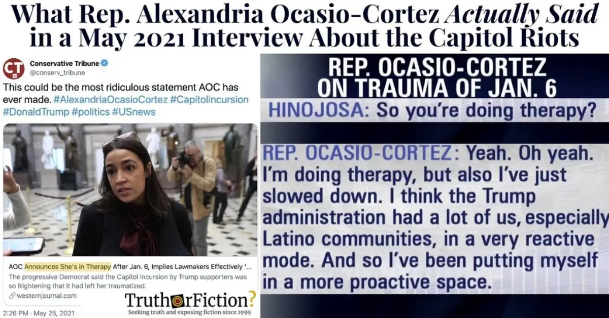 ‘AOC Announces She’s in Therapy’ and ‘Implies Lawmakers Effectively ...