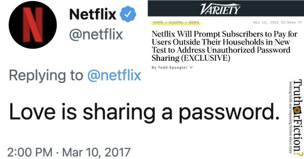 Netflix ‘Love is Sharing a Password’ Tweet – Truth or Fiction?