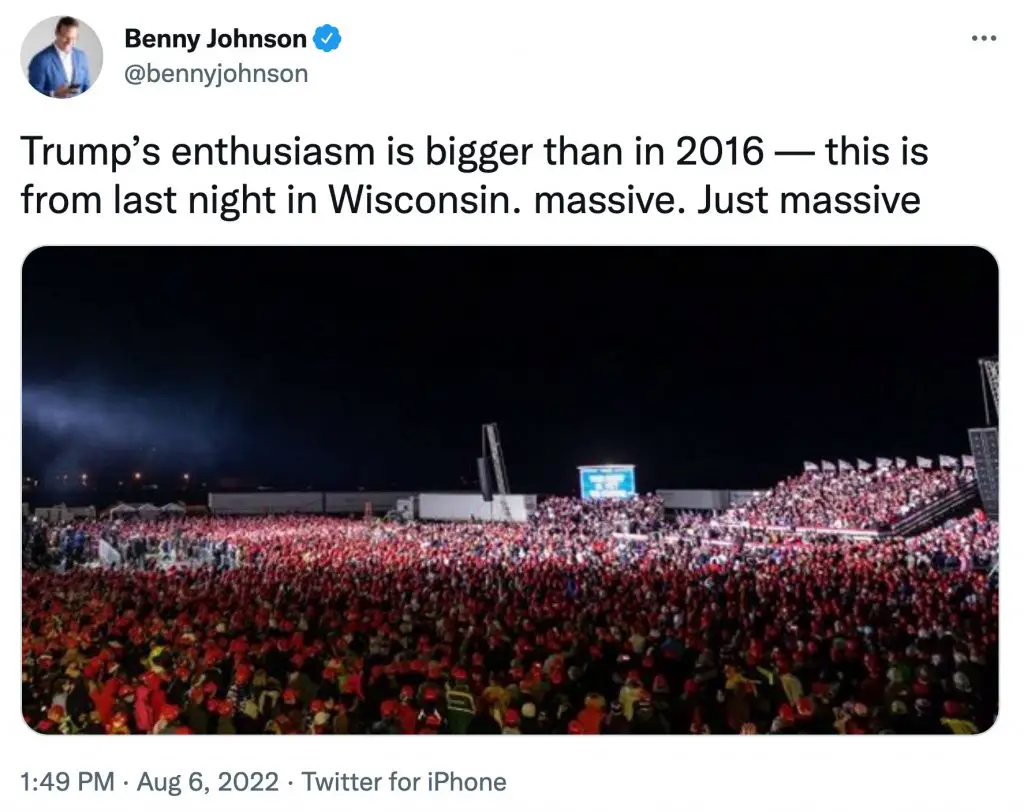 Benny Johnson’s ‘Trump’s Enthusiasm is Bigger Than in 2016’ Deleted ...