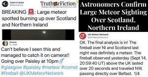Meteor Observed Over Scotland, Northern Ireland – Truth or Fiction?