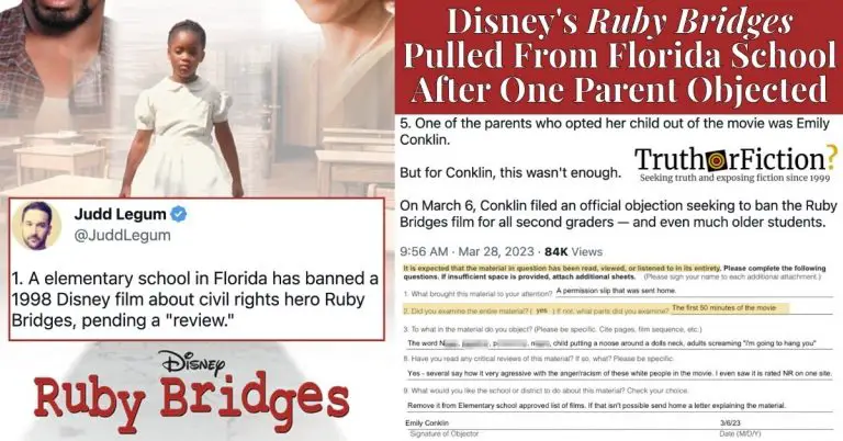 ‘Ruby Bridges’ Movie Banned in Florida School – Truth or Fiction?