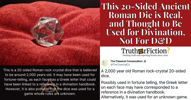 ‘Roman Rock Crystal 20-Sided Die’ Meme – Truth or Fiction?